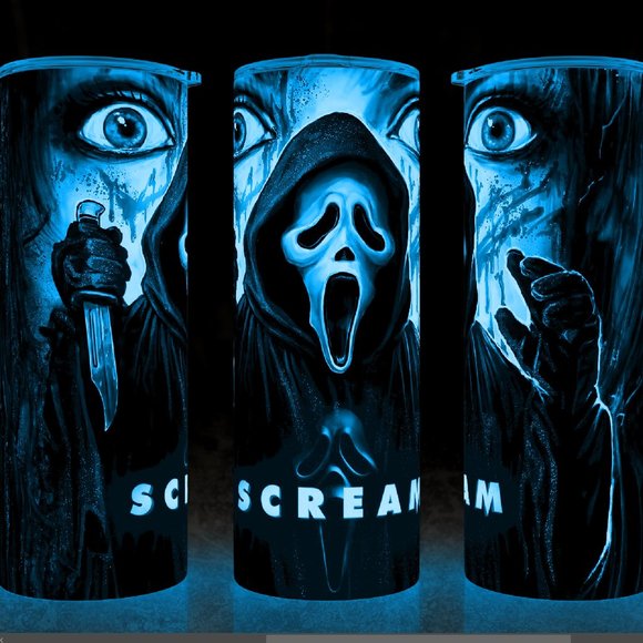 Handmade | Dining | Glow In The Dark Scream Ghostface Horor Movie Blue ...